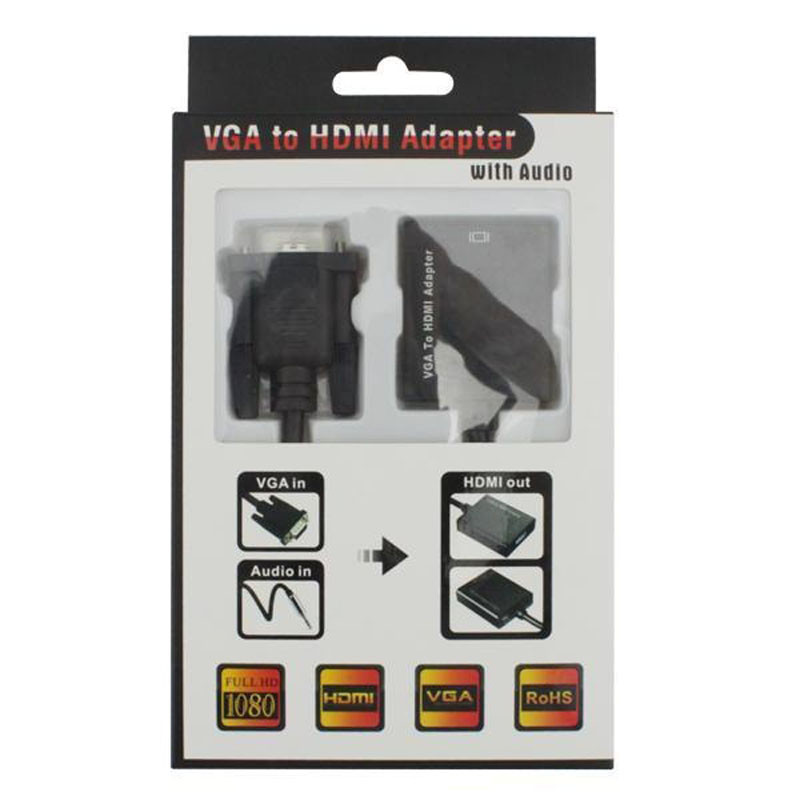 VGA to HDMI Adapter with Audio - Aedkit